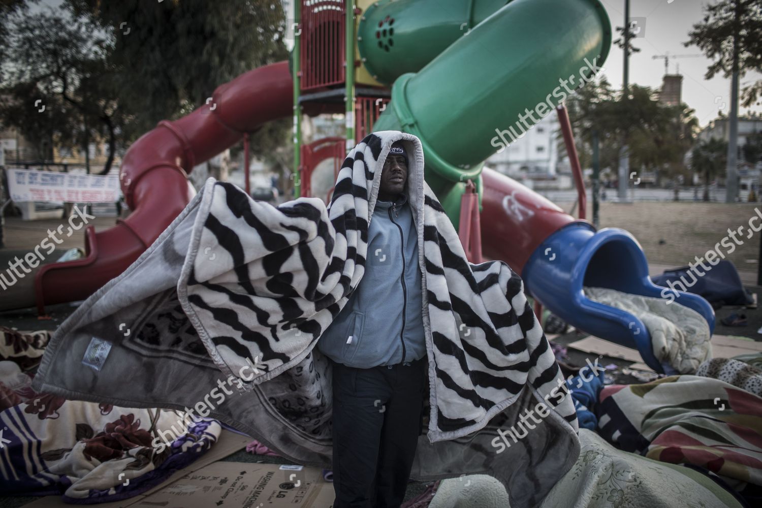 African Asylum Seeker Streches After He Editorial Stock Photo - Stock ...