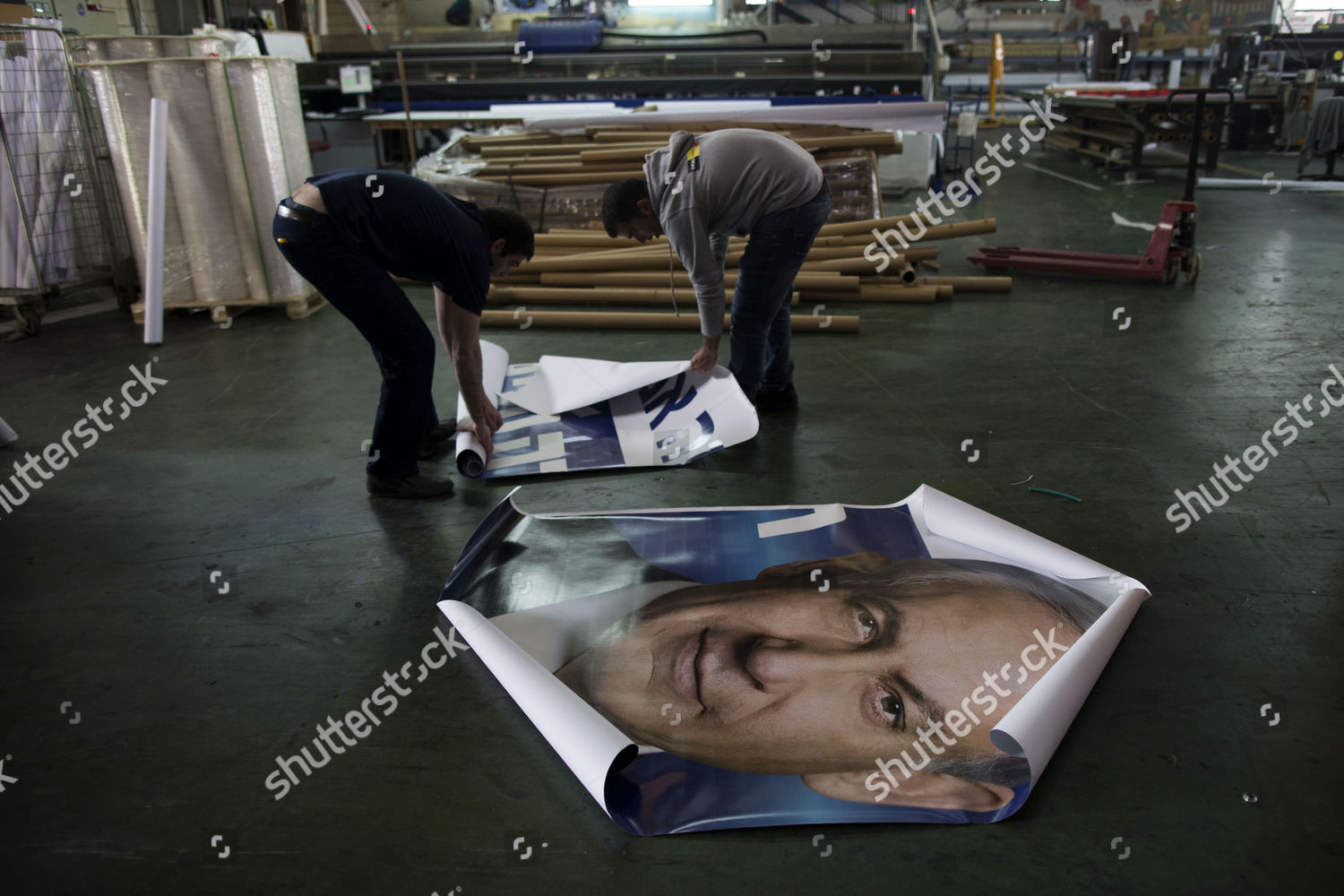 Israeli Workers Work On Poster Israeli Editorial Stock Photo - Stock ...