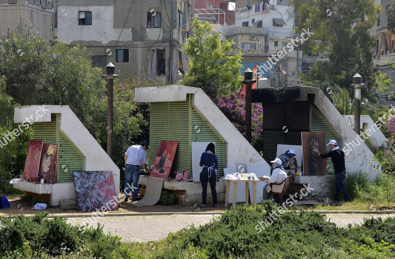 Lebanese Artists Work On Their Paintings Editorial Stock Photo - Stock ...