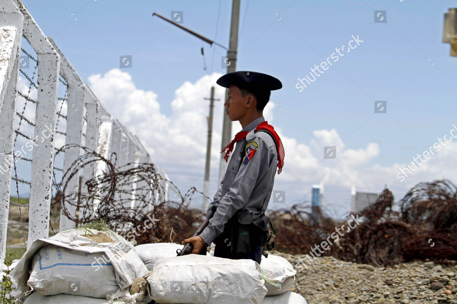 Myanmar Police Stands Guard Border Guard Editorial Stock Photo - Stock ...