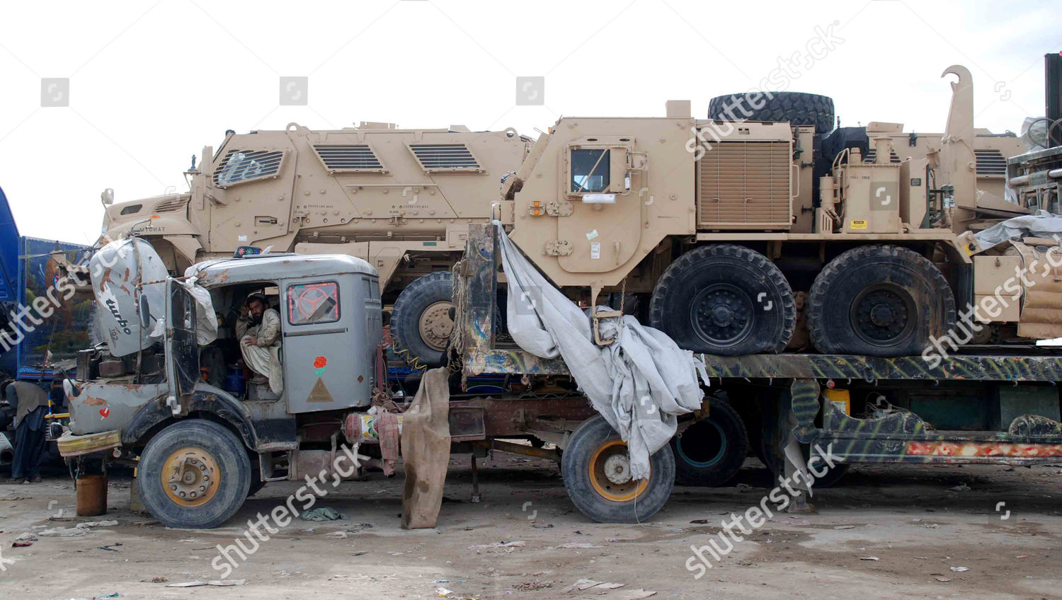 Trucks Transporting Nato Military Vehicles Destined Editorial Stock ...