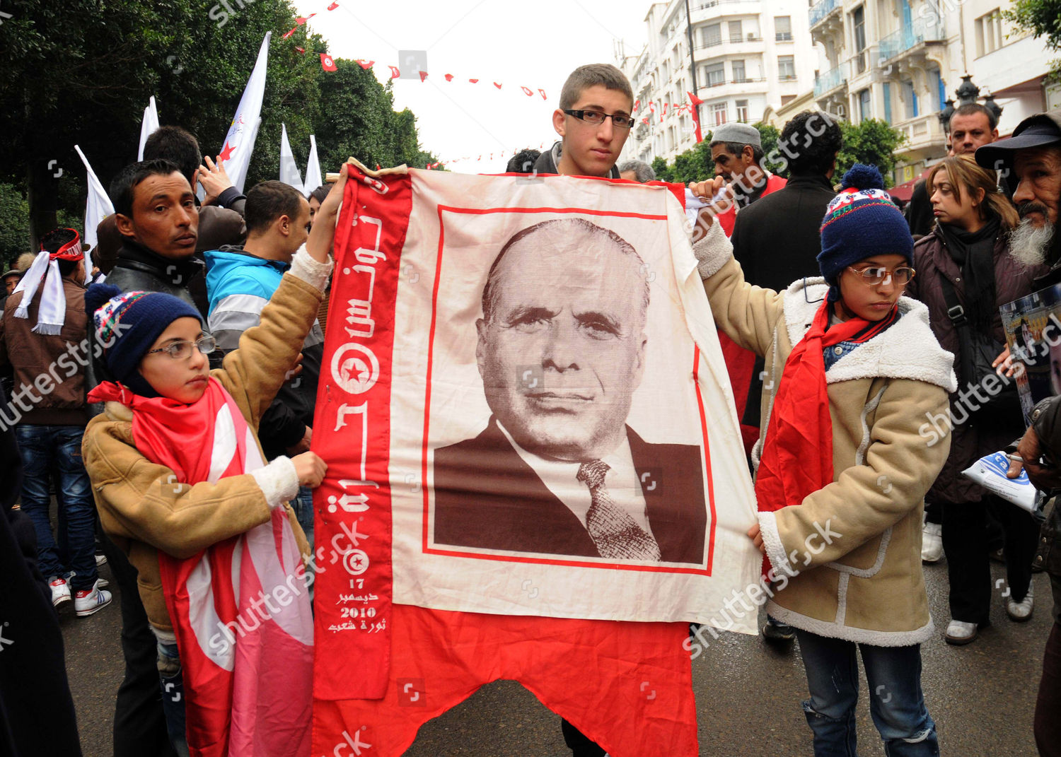 Tunisian Children Hold Portrait Habib Bourguiba Editorial Stock Photo - Stock Image | Shutterstock