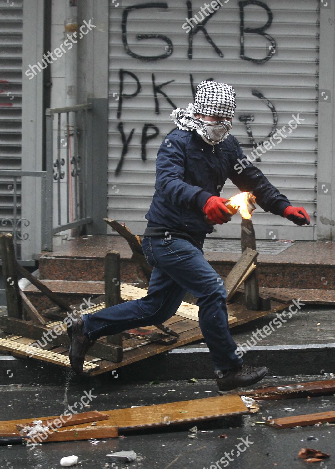 Protestor Throws Molotov Cocktail They Clash Editorial Stock Photo ...
