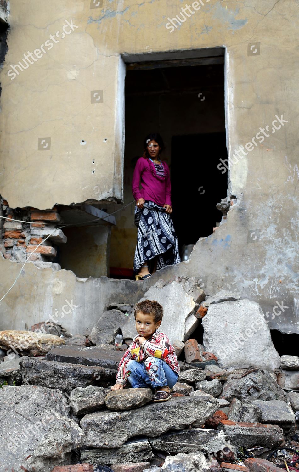 Homeless Syrian Refugee Children Infront Ruin Editorial Stock Photo ...