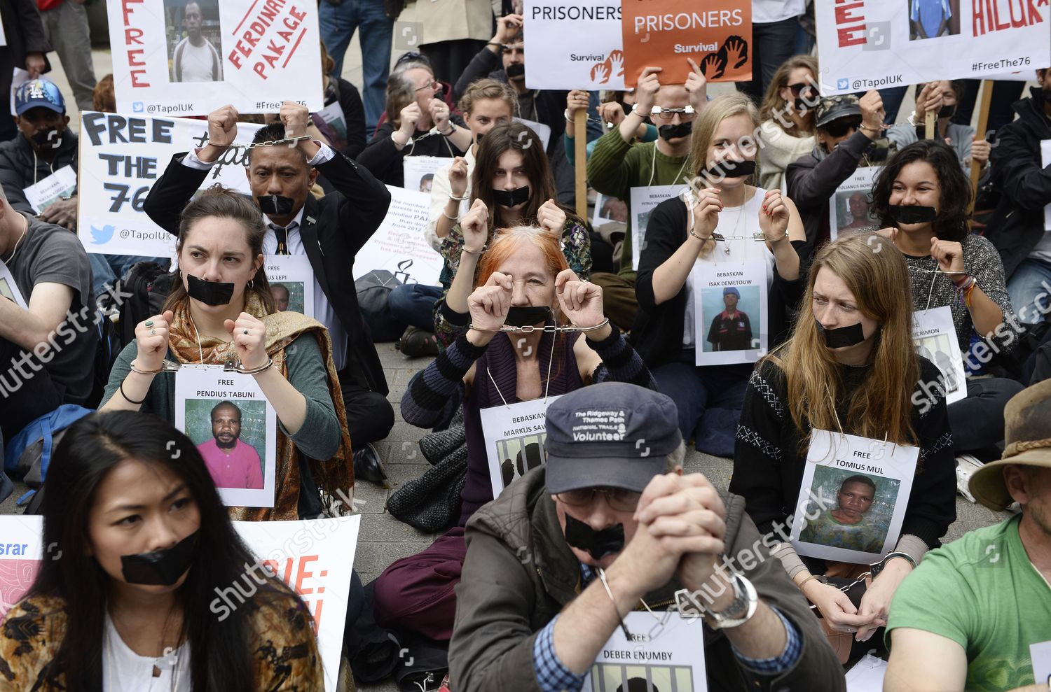Protestors Handcuffed Gagged Hold Three Minutes Editorial Stock Photo ...