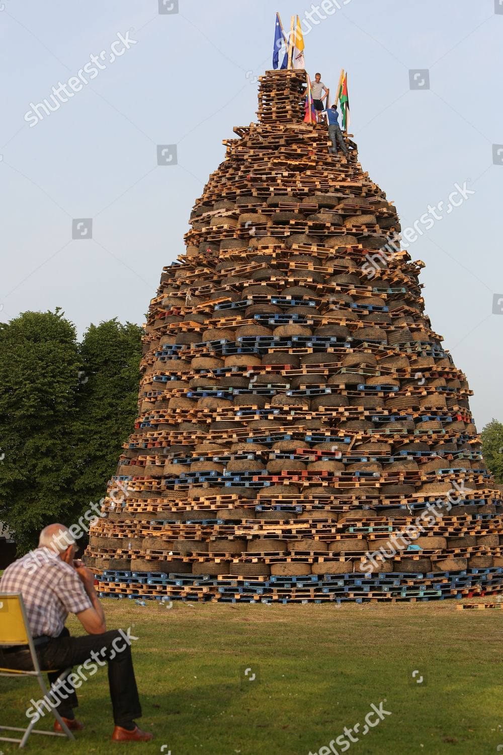 One Huge Bonfires Built Tyres Wood Editorial Stock Photo - Stock Image ...
