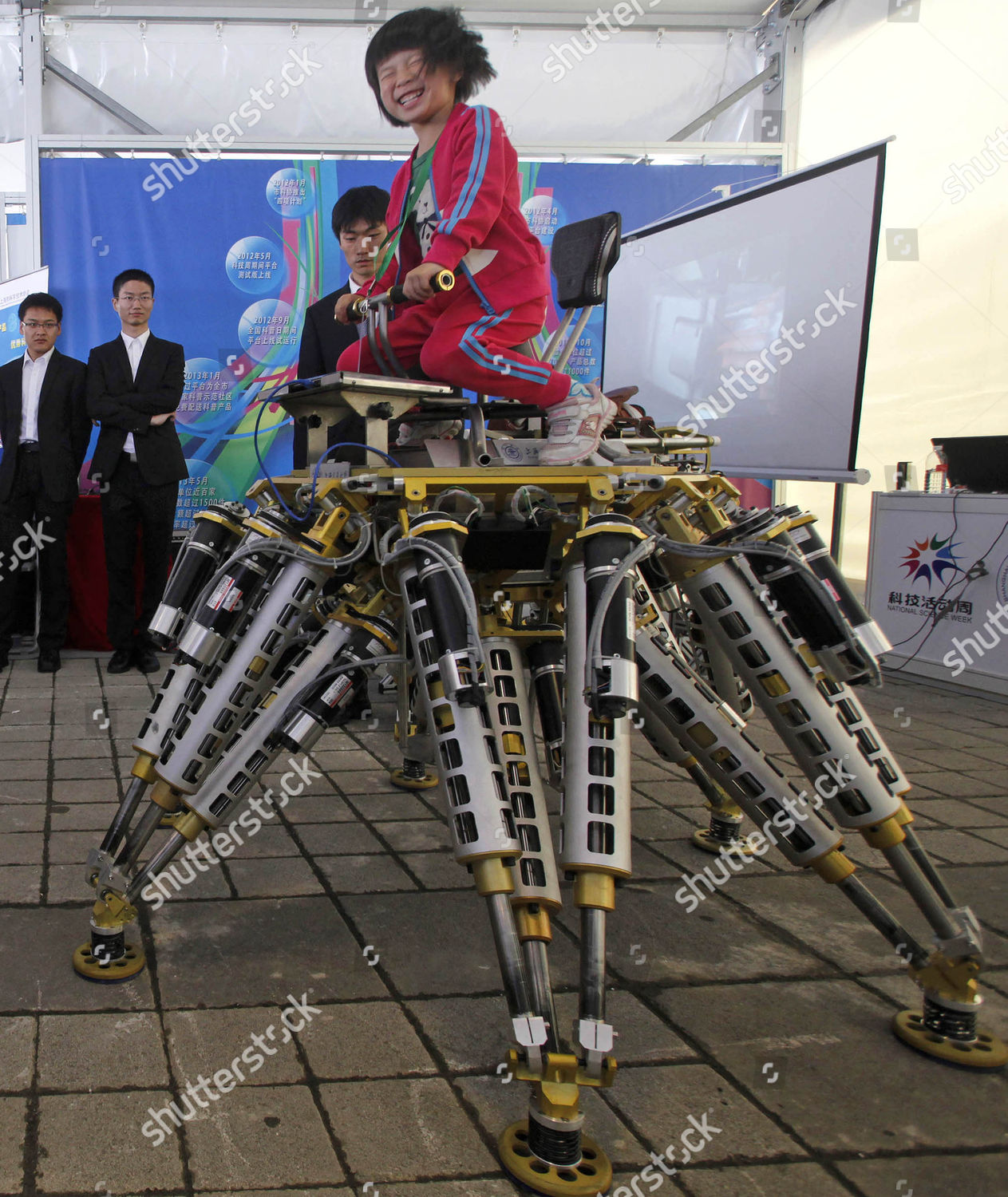 Girl Appears Enjoy Ride On Robot Editorial Stock Photo - Stock Image ...