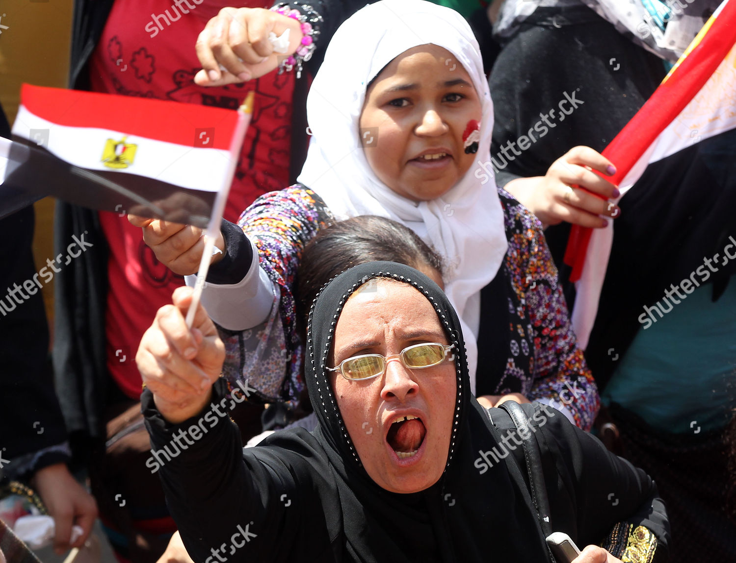 Egyptian Woman Ululates Another Cheers One Editorial Stock Photo ...