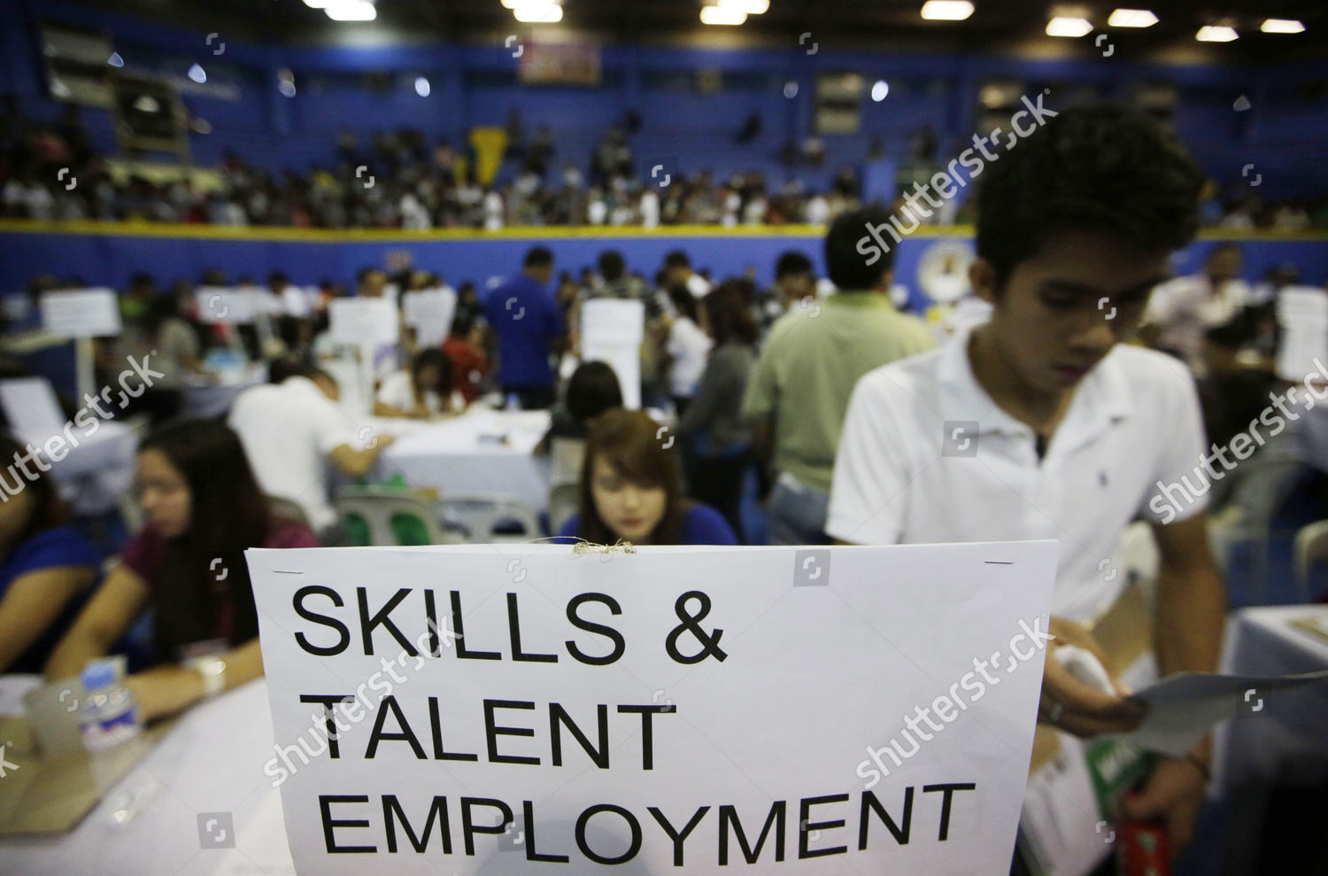 Filipinos Flock Job Fair Inside Gymnasium Editorial Stock Photo - Stock ...