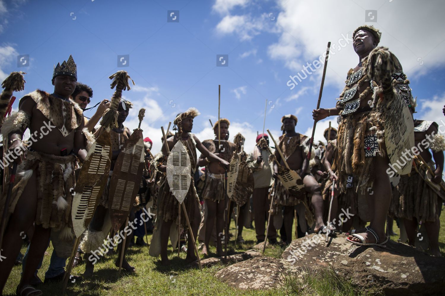 Men Tribal Zulu Warrior Attire Perform Editorial Stock Photo - Stock ...