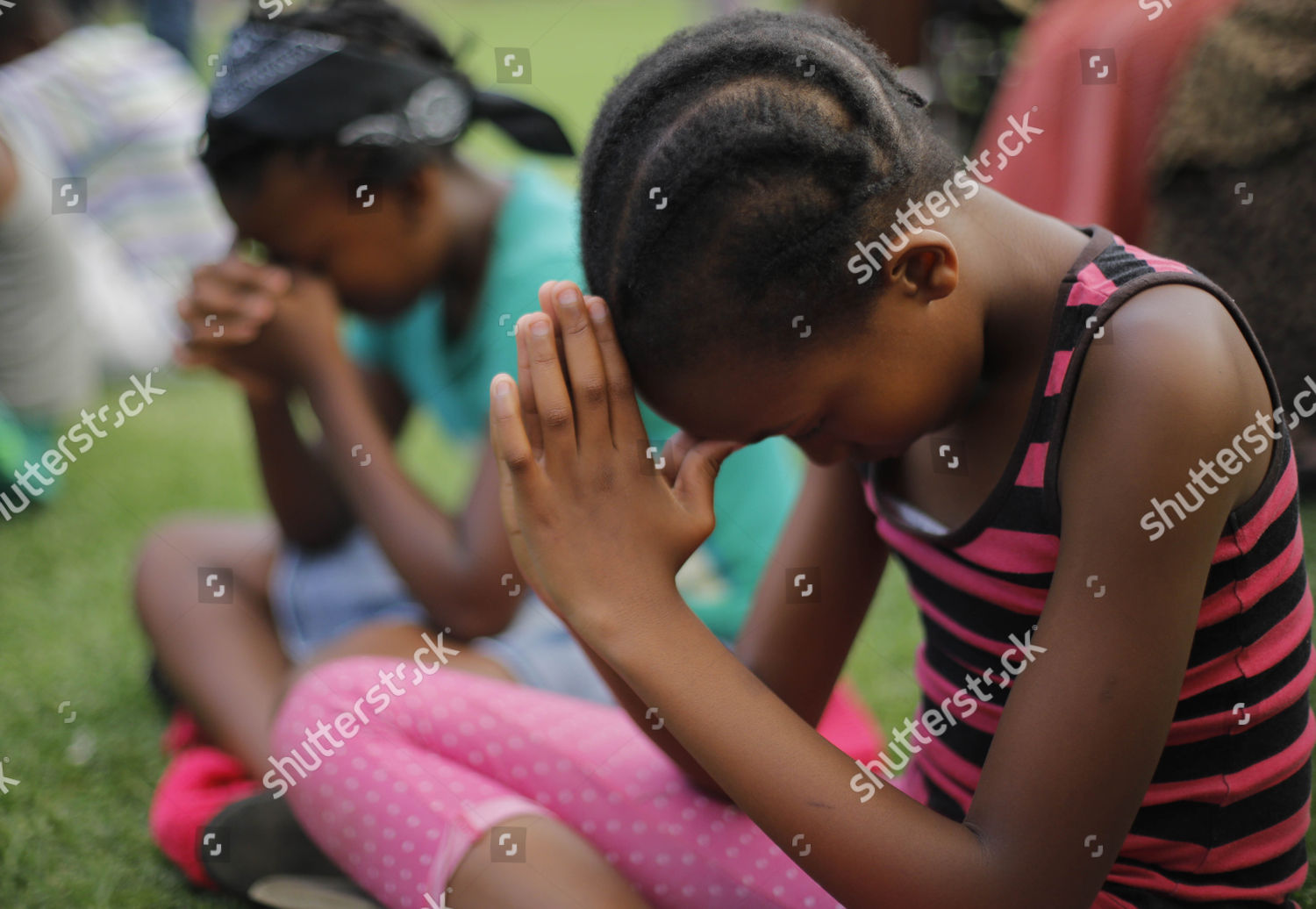 Two Girls Pray During Memorial Late Editorial Stock Photo - Stock Image ...