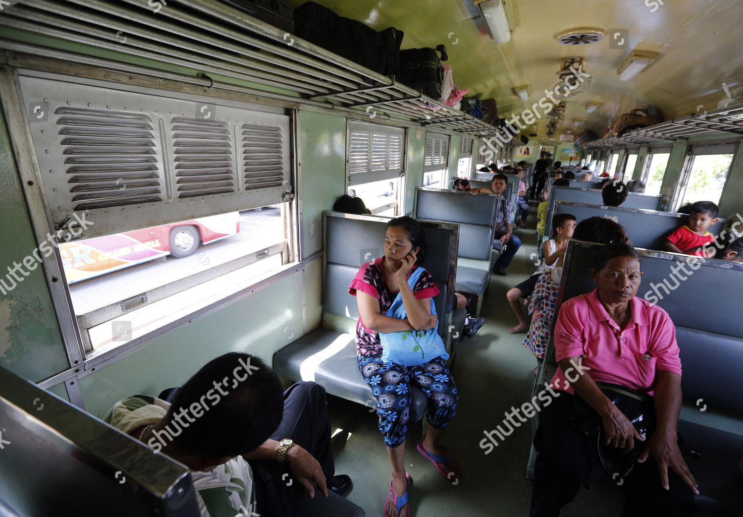 Thai Passengers Ride Train On Way Editorial Stock Photo - Stock Image ...