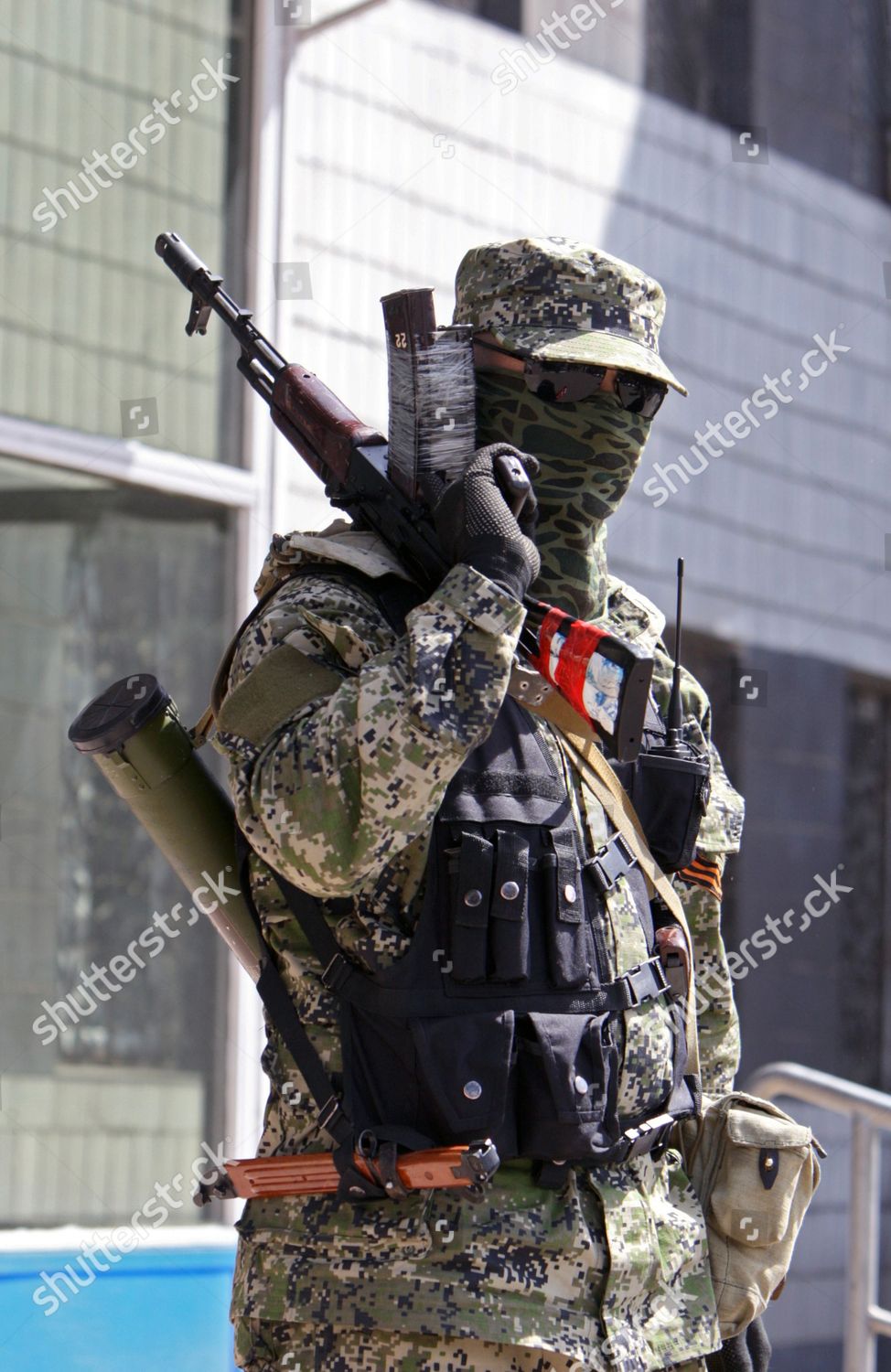Pro Russian Masked Armed Man Guards Editorial Stock Photo - Stock Image ...