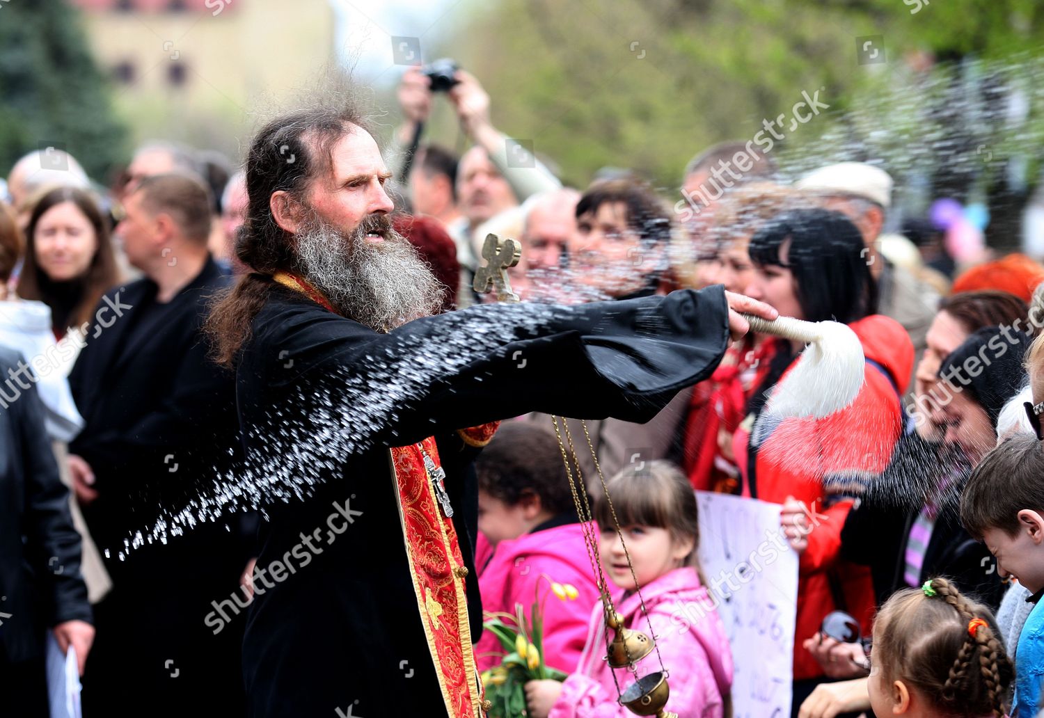 Orthodox Priest Sprinkles Holy Water Over Editorial Stock Photo - Stock ...
