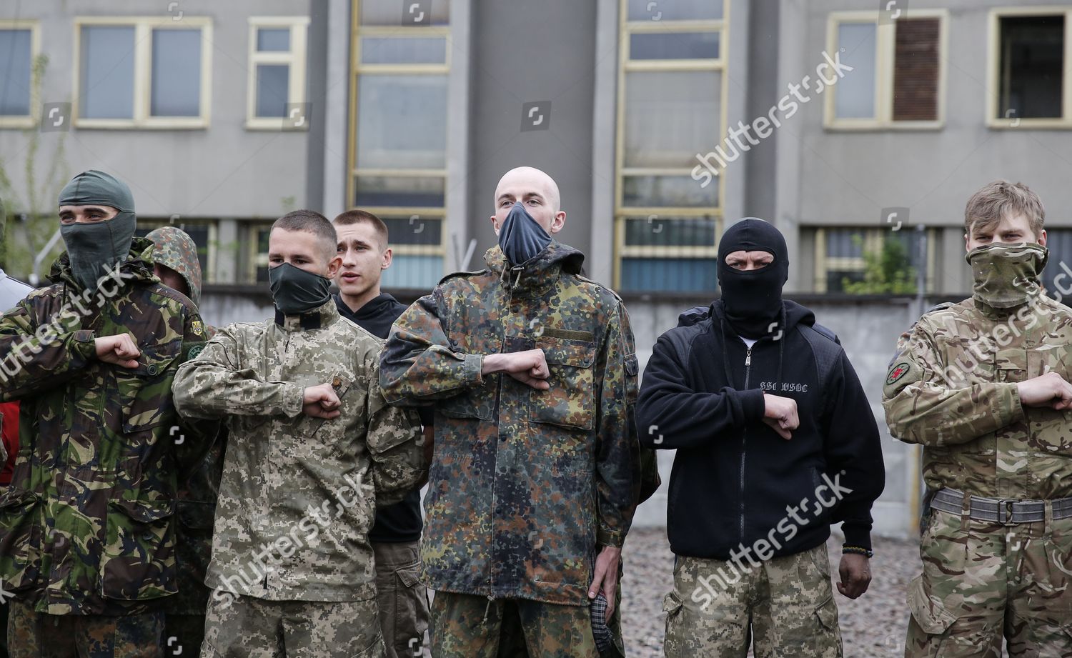 Volunteers Azov Battalion Stand Line During Editorial Stock Photo ...