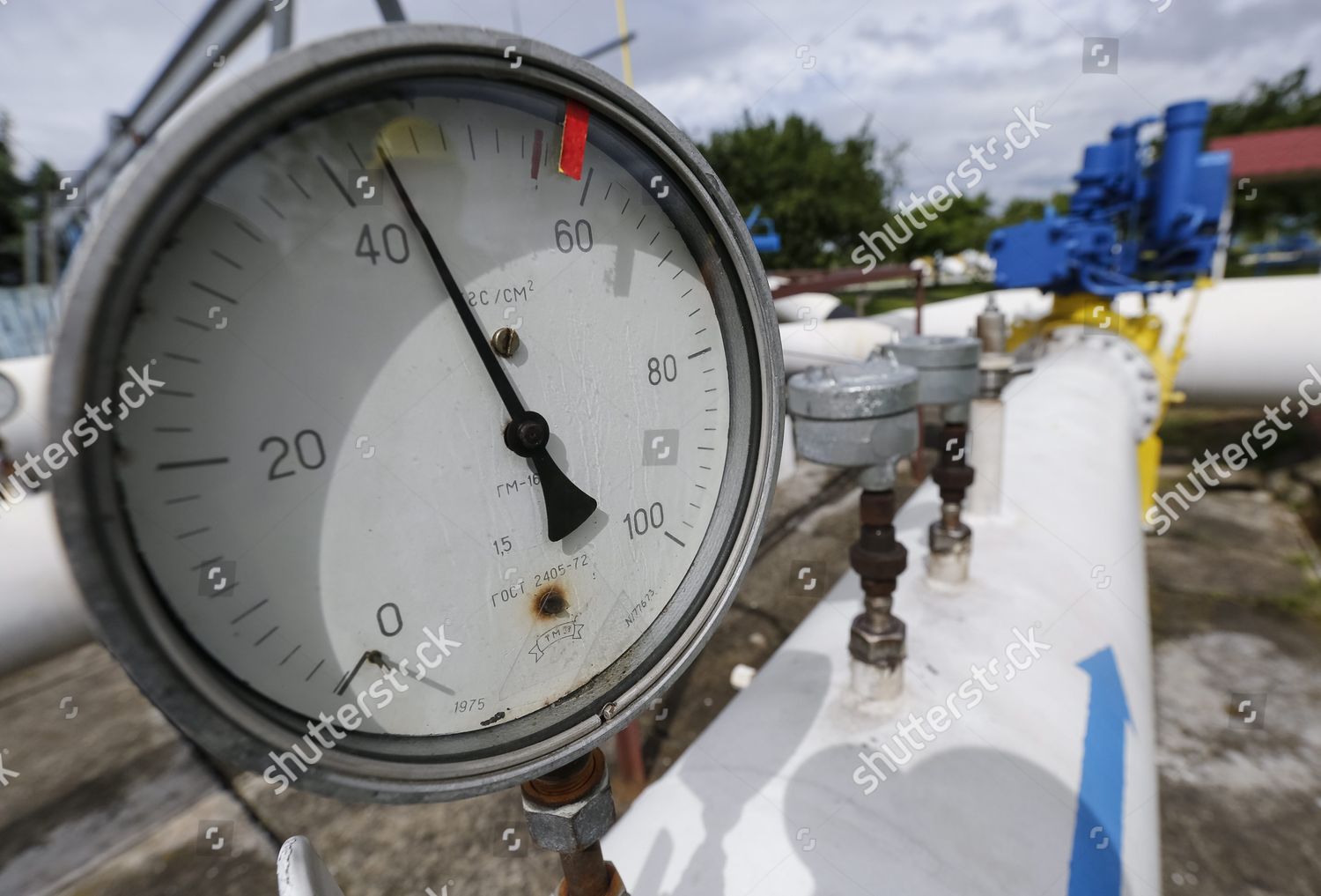 Pressure Gauge Gas Measuring Station Western Editorial Stock Photo ...