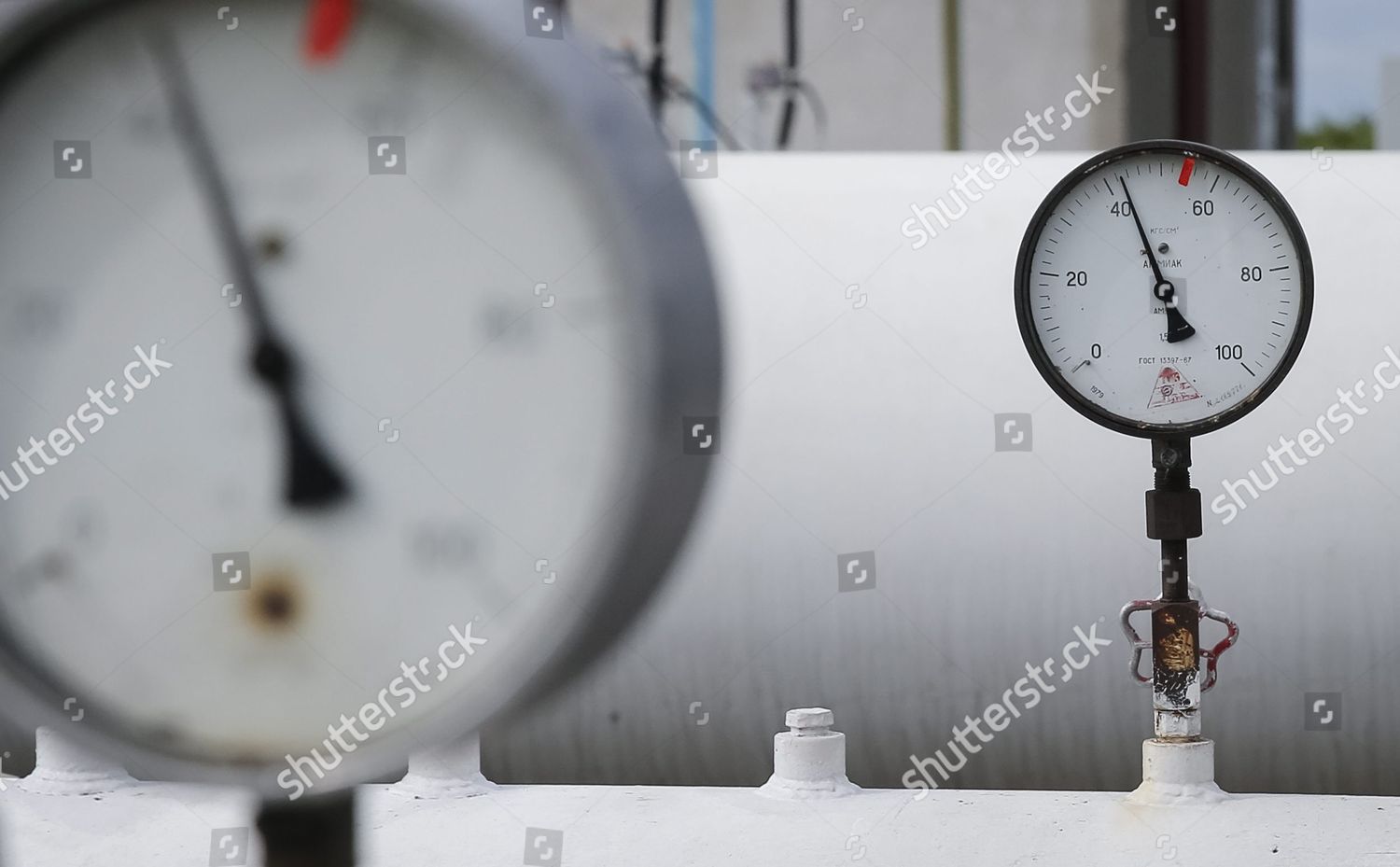 Pressure Gauges Gas Measuring Station Western Editorial Stock Photo ...