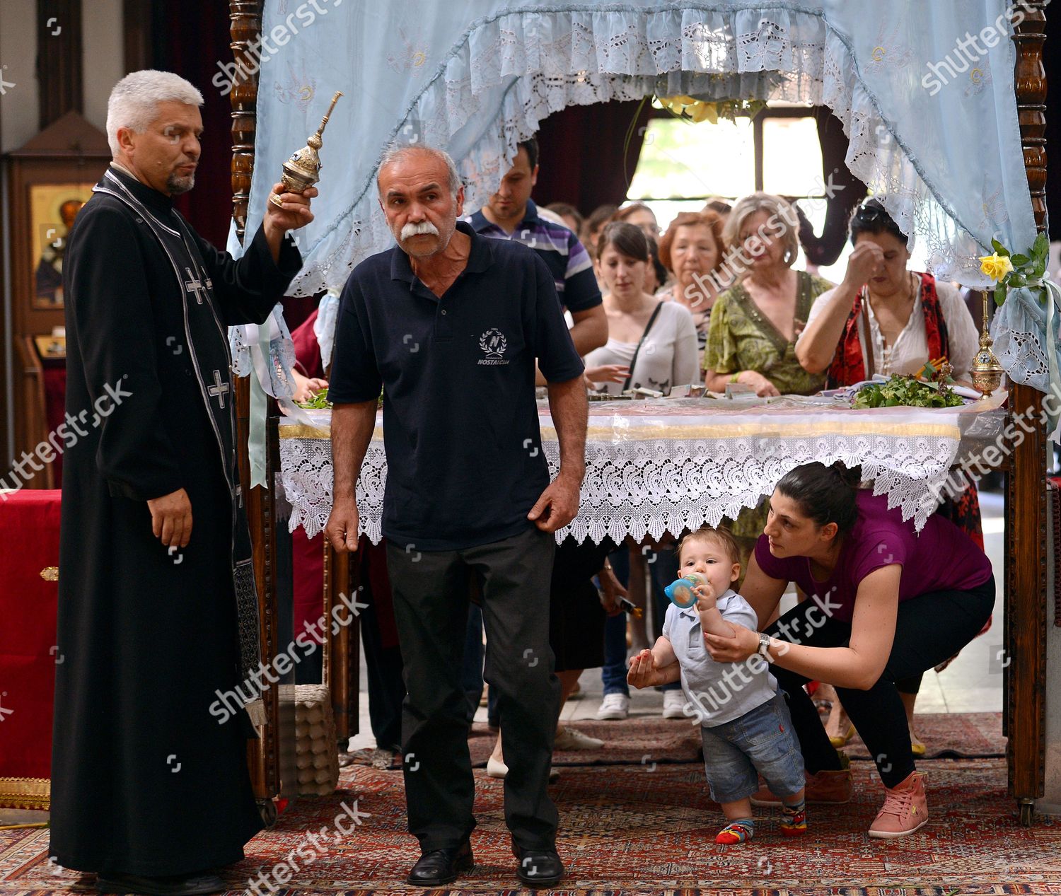 Orthodox Priest Blesses Macedonian Pilgrims Crossing Editorial Stock ...