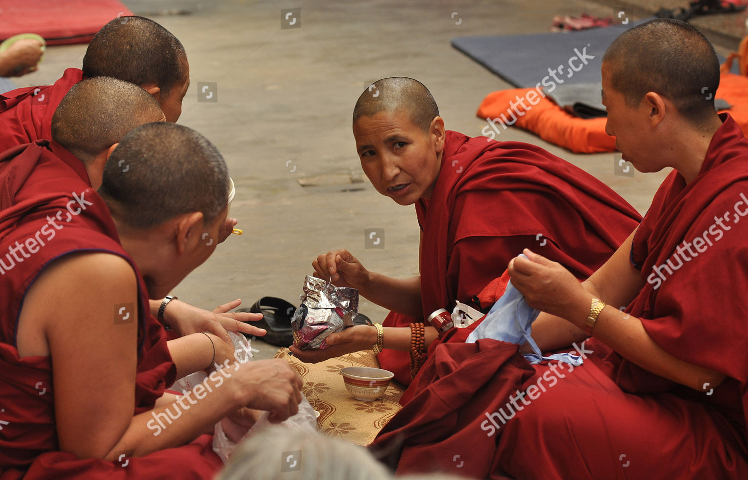 Buddhist Monks Have Their Meal After Editorial Stock Photo - Stock ...