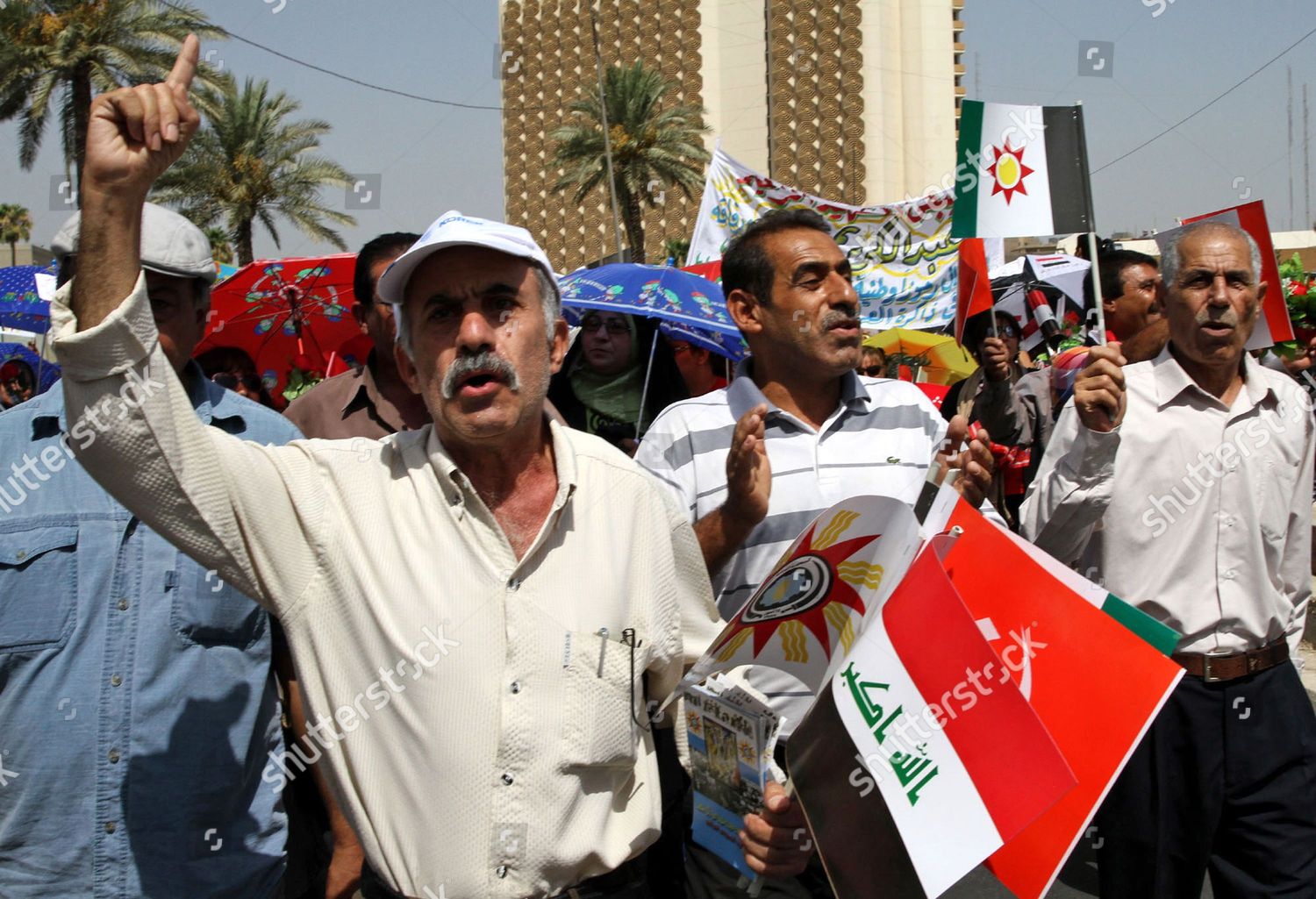Iraqi Communist Party Members Wave Flags Editorial Stock Photo - Stock ...