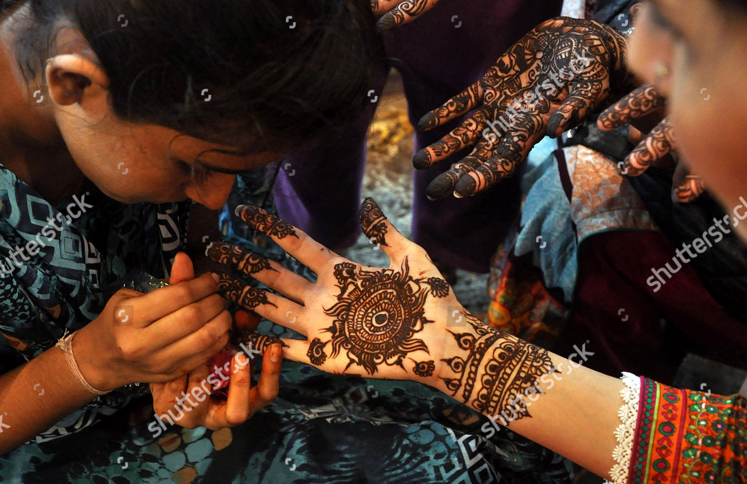 Pakistani Girl Applies Henna Design On Editorial Stock Photo - Stock ...