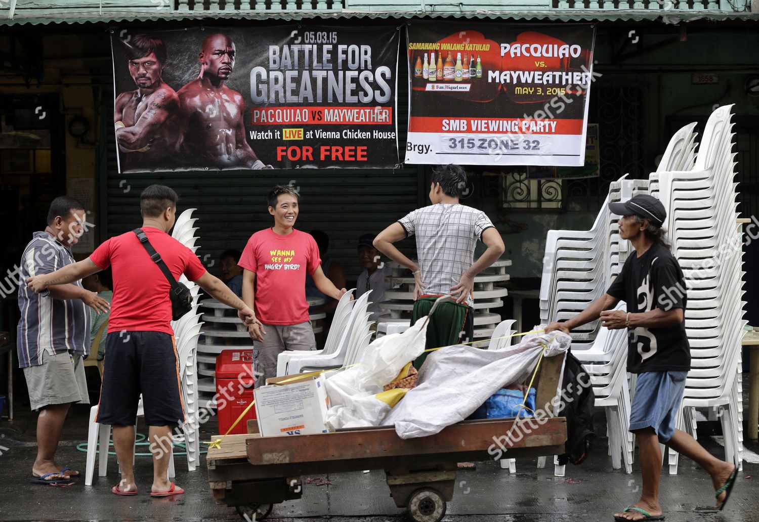Filipinos Prepare Monoblock Chairs Be Used Editorial Stock Photo ...