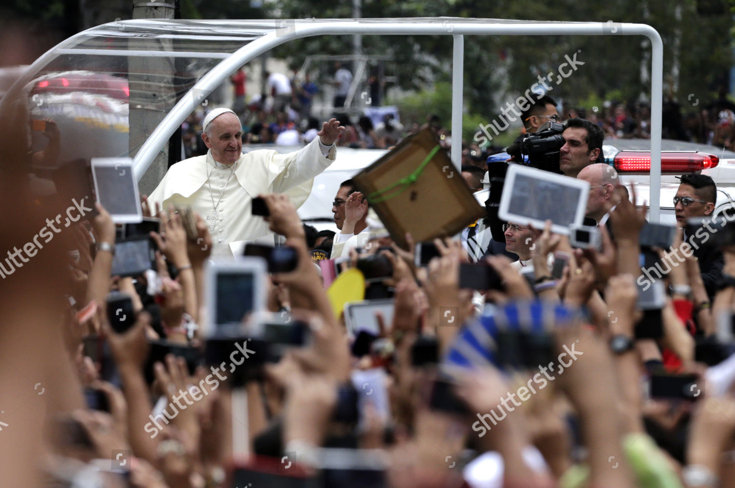 Pope Francis C Riding On Popemobile Editorial Stock Photo - Stock Image ...