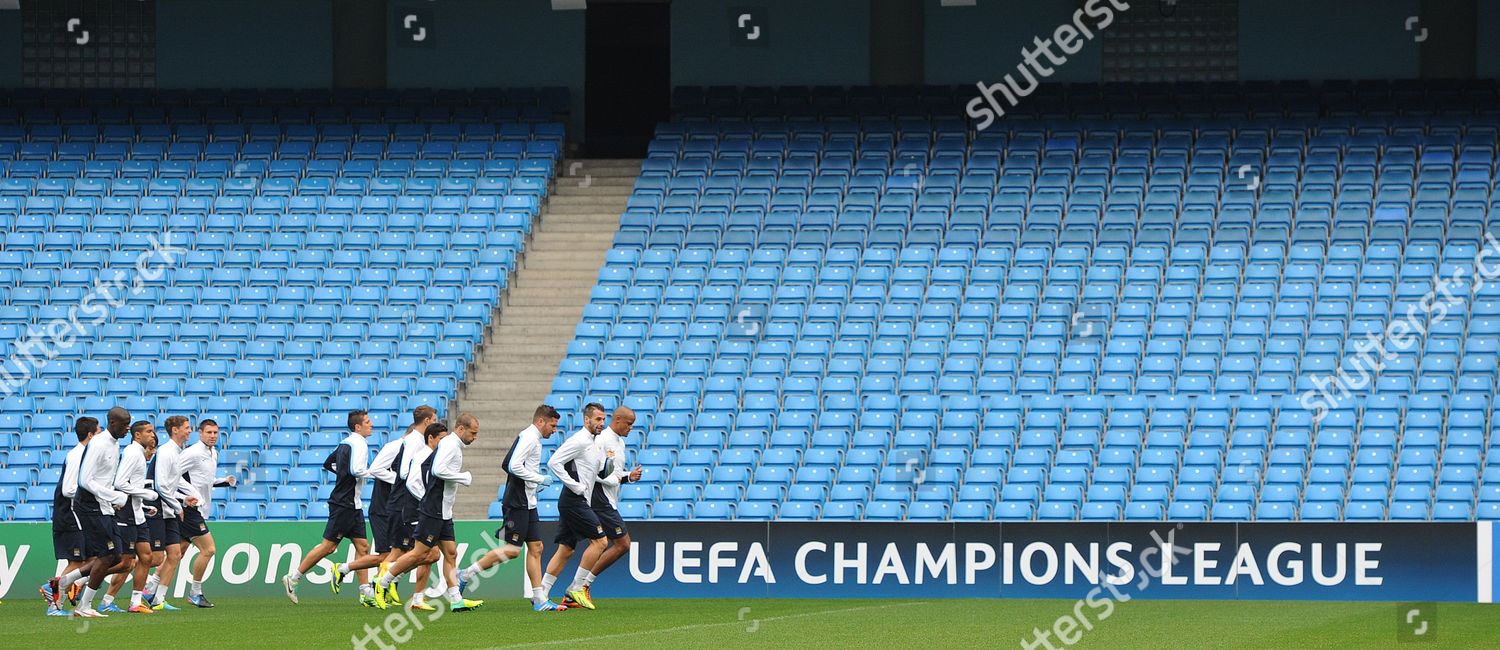 Manchester City Players Jog Around Pitch Editorial Stock Photo - Stock ...