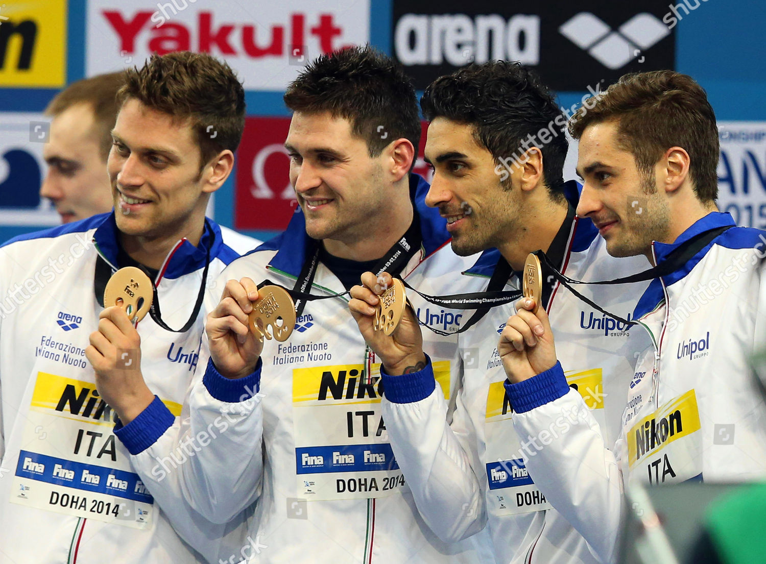 Swimmers Team Italy Pose Their Bronze Editorial Stock Photo - Stock ...