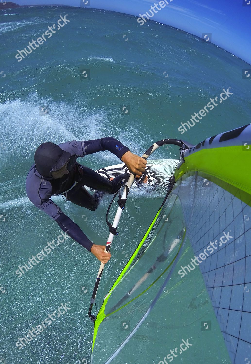Windsurfer Performs Gybe Maneuver Whilst Sailing Editorial Stock Photo ...