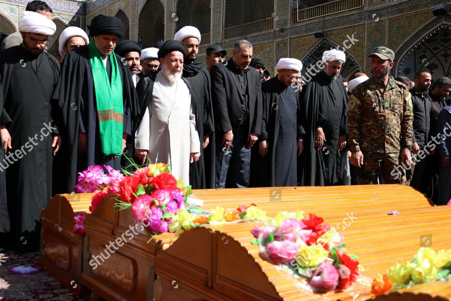 Shiite Clerics Pray Near Coffins Fighters Editorial Stock Photo - Stock ...