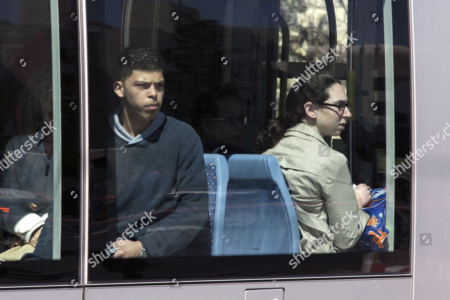 Passengers On Light Rail Trolly Look Editorial Stock Photo - Stock ...