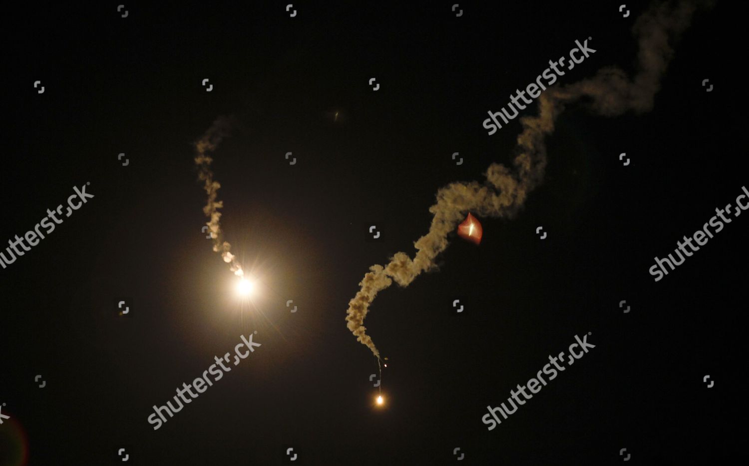 Flares Fired By Israeli Army Over Editorial Stock Photo - Stock Image ...