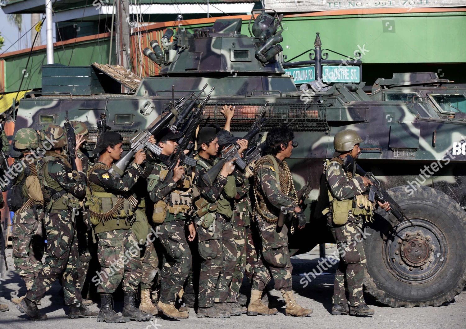 Filipino Army Soldiers Stand Behind Armoured Editorial Stock Photo ...