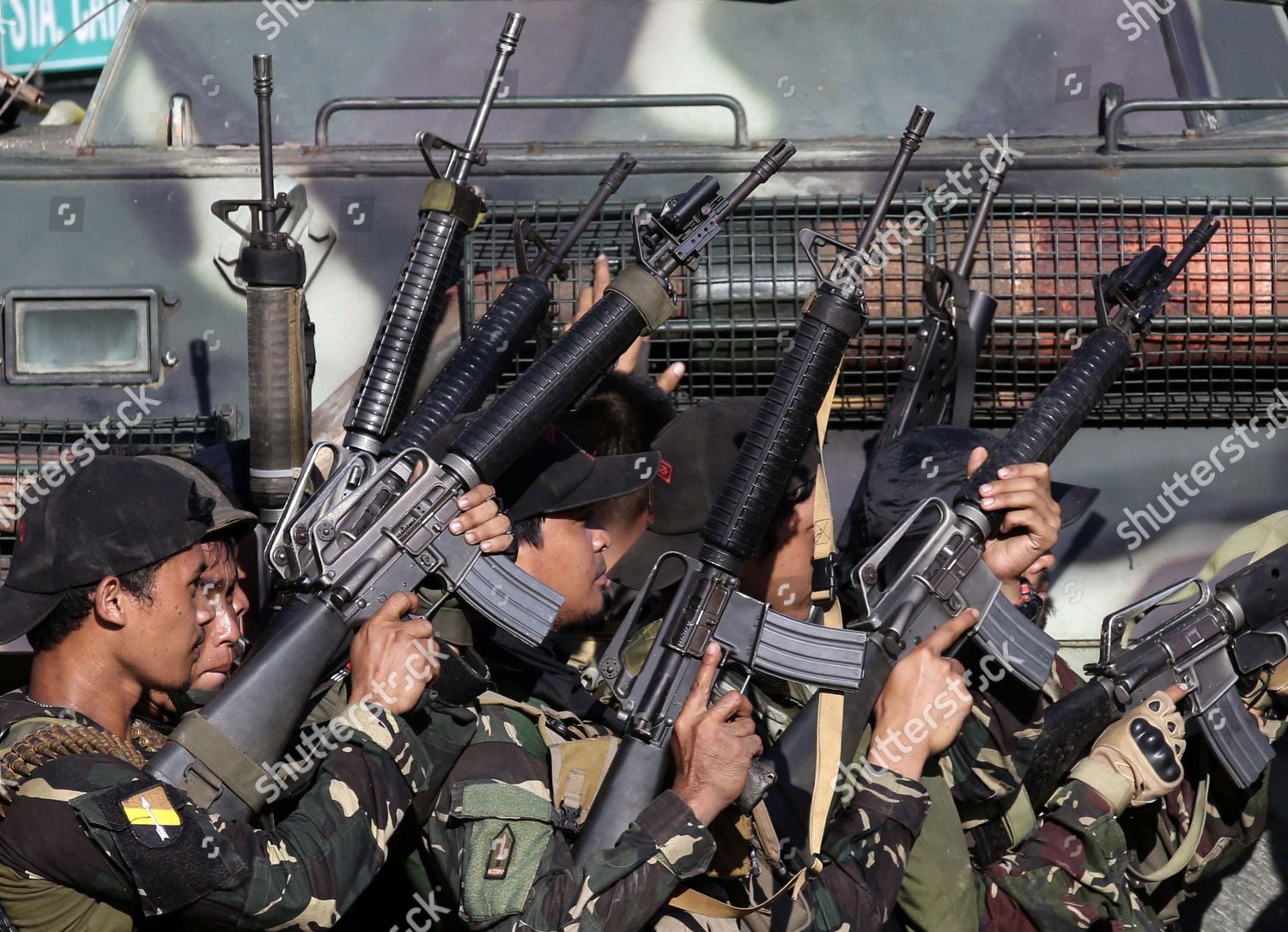 Filipino Army Soldiers Stand Behind Armoured Editorial Stock Photo ...