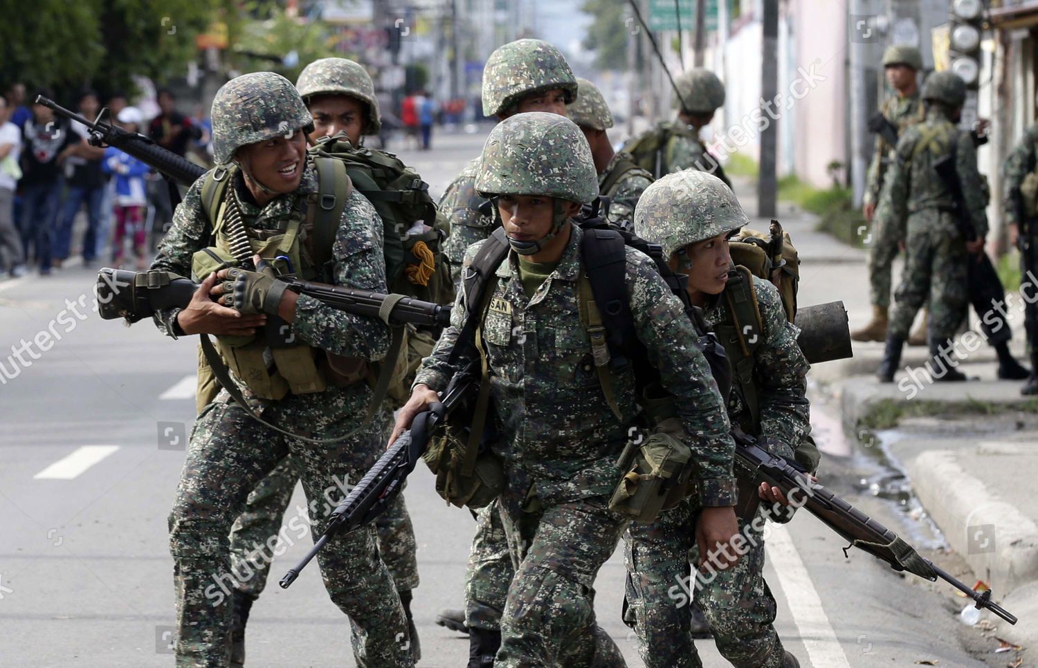 Filipino Marines Take Position During Ongoing Editorial Stock Photo ...