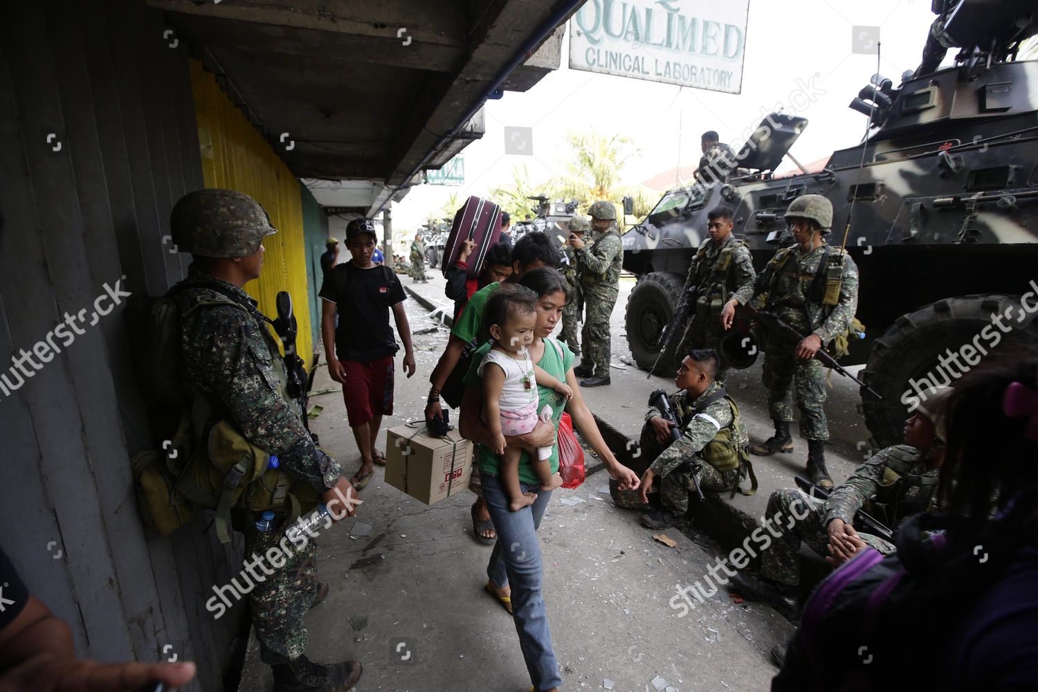Filipino Villagers Carry Their Belongings They Editorial Stock Photo ...