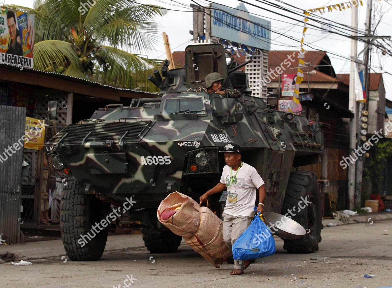 Filipino Resident Carries His Belongings Past Editorial Stock Photo ...