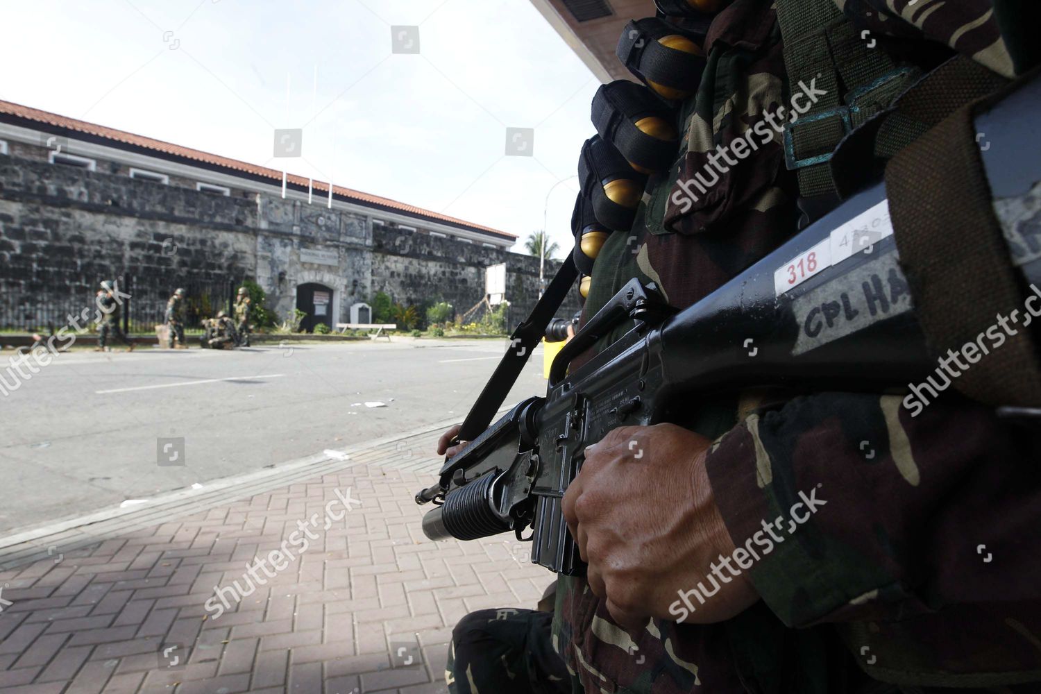 Filipino Army Soldier Secure His Colleagues Editorial Stock Photo ...
