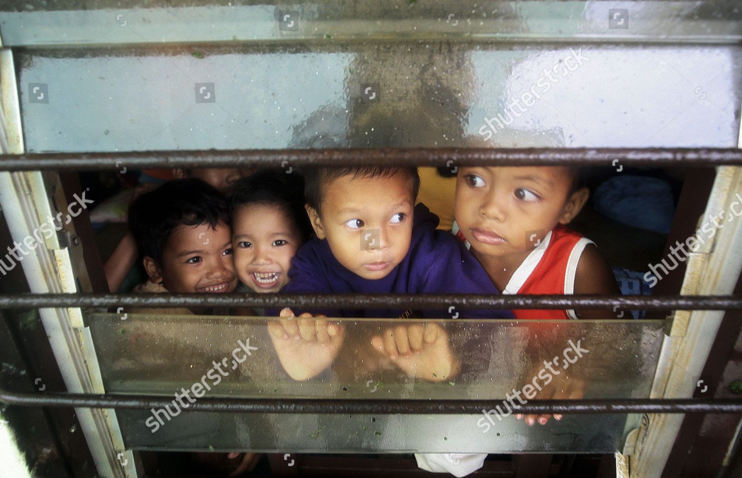 Filipino Children Peer Glass Window Inside Editorial Stock Photo ...