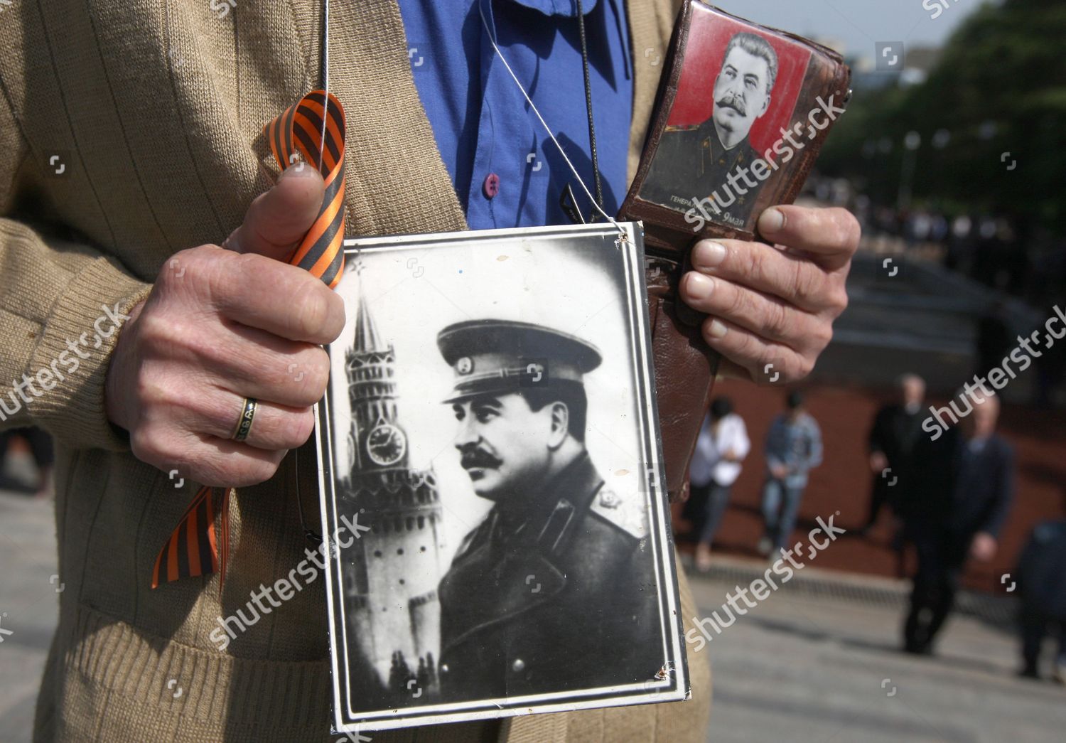 Man Holds Portraits Joseph Stalin During Editorial Stock Photo - Stock ...