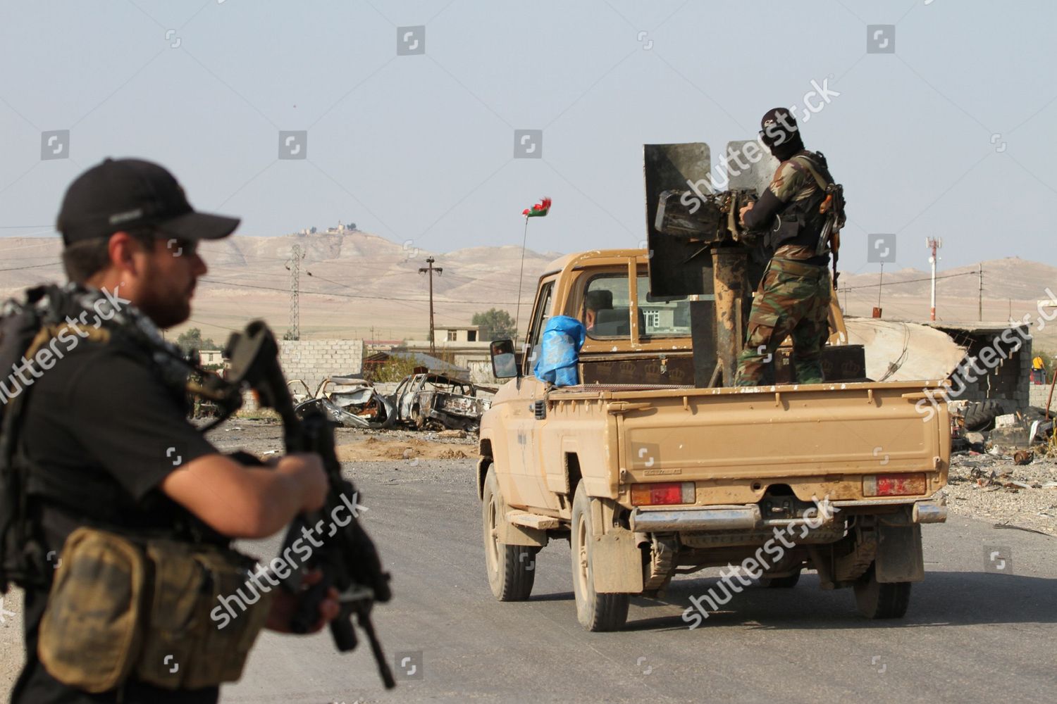 Iraqi Kurdish Peshmerga Soldiers On Vehicles Editorial Stock Photo ...