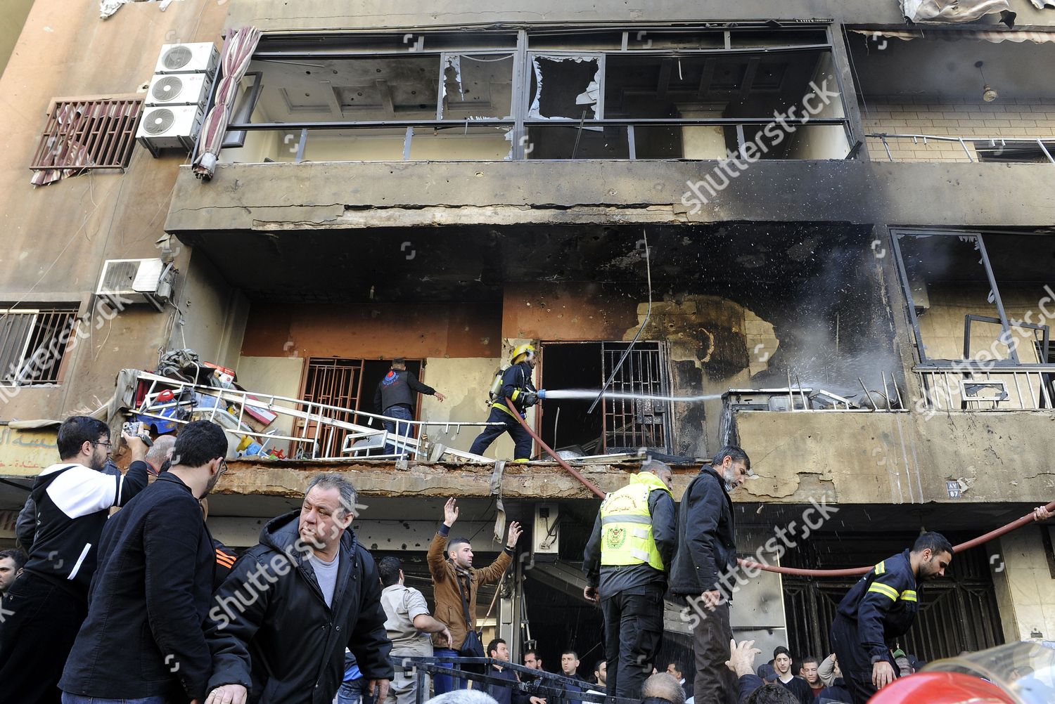 Firefighters Extinguish Fire Building Site Explosion Editorial Stock ...
