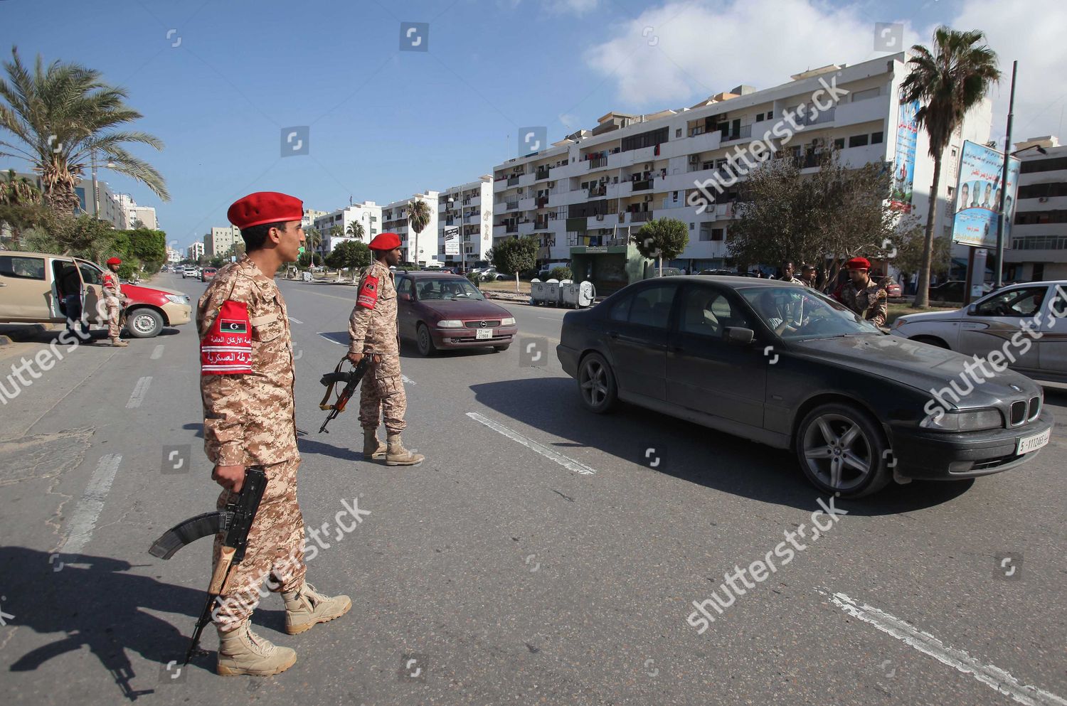 Libyan Military Police Checks Cars Checkpoint Editorial Stock Photo ...