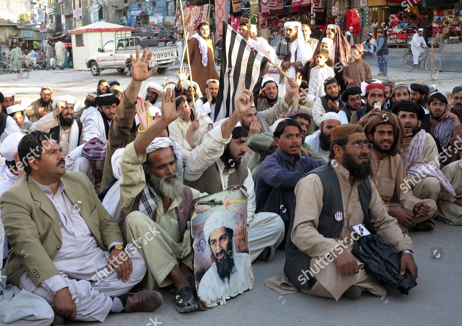 People Hold Portrait Osama Bin Laden Editorial Stock Photo - Stock ...