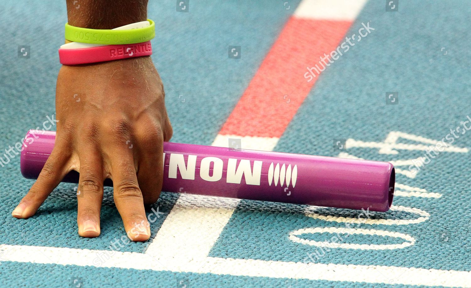 Athlete Carries Batton While Waiting Start Editorial Stock Photo ...