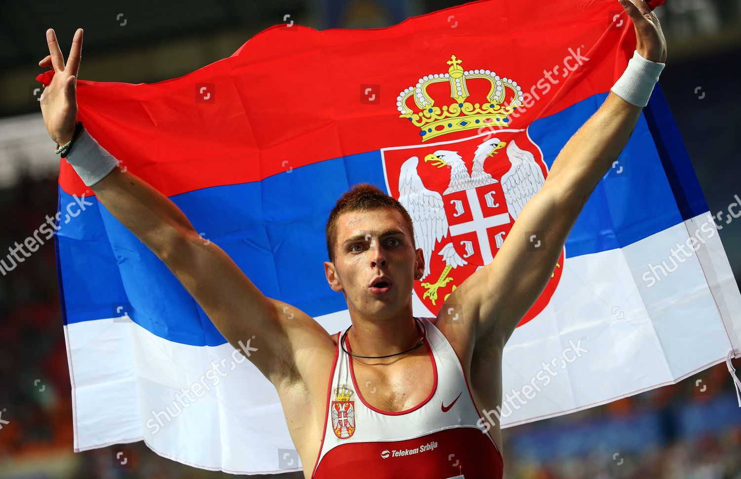 Serbias Emir Bekric Celebrates After Taking Editorial Stock Photo ...
