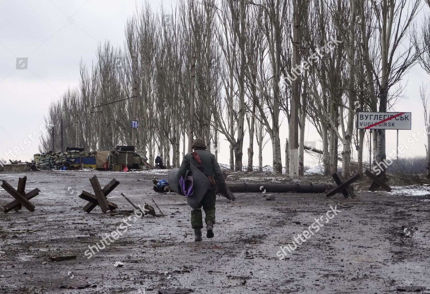 Prorussian Rebel Walks Seized Checkpoint Eastern Editorial Stock Photo ...