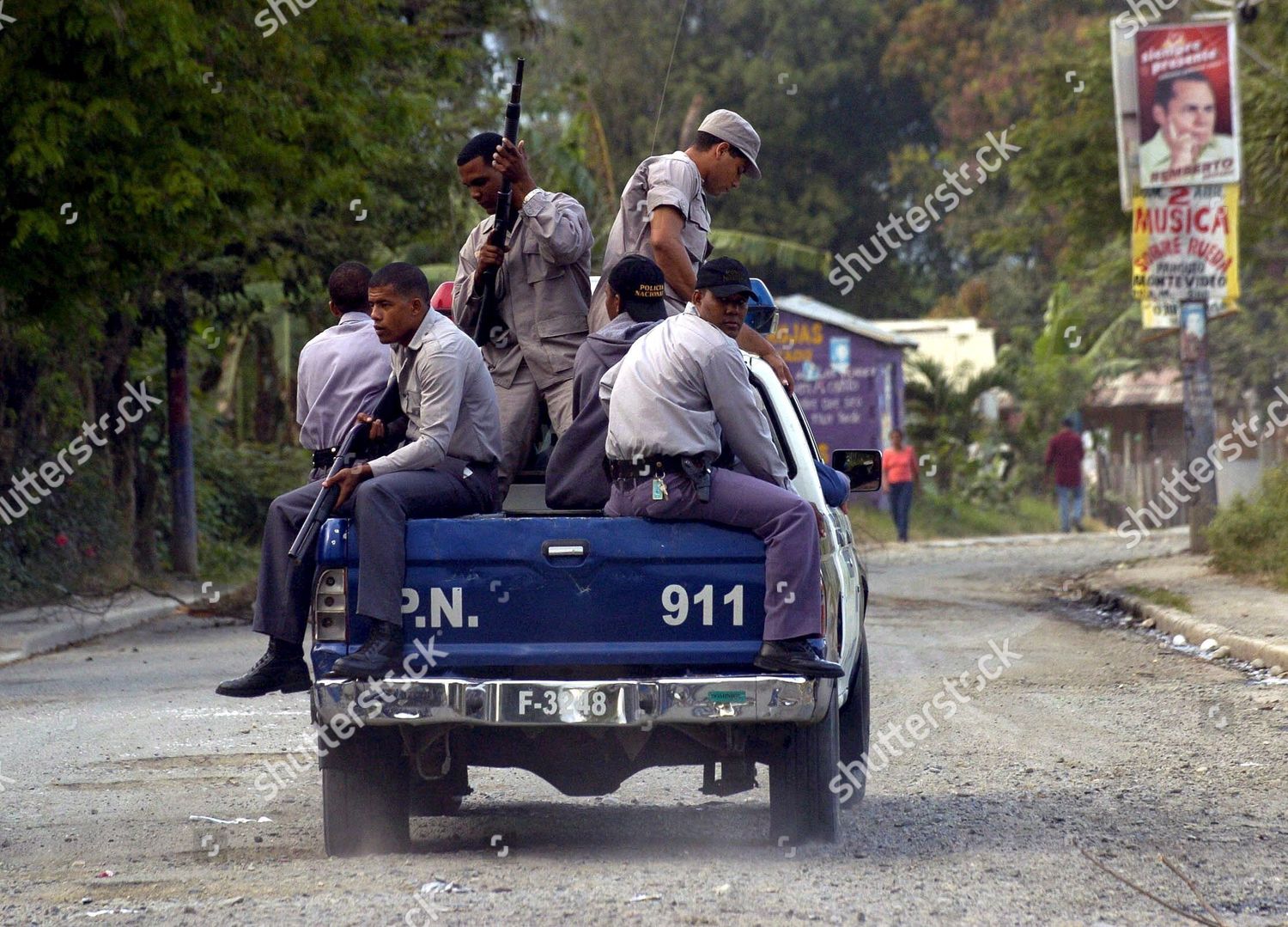 Dominican Police Officers Patrol La Reyna Editorial Stock Photo - Stock ...