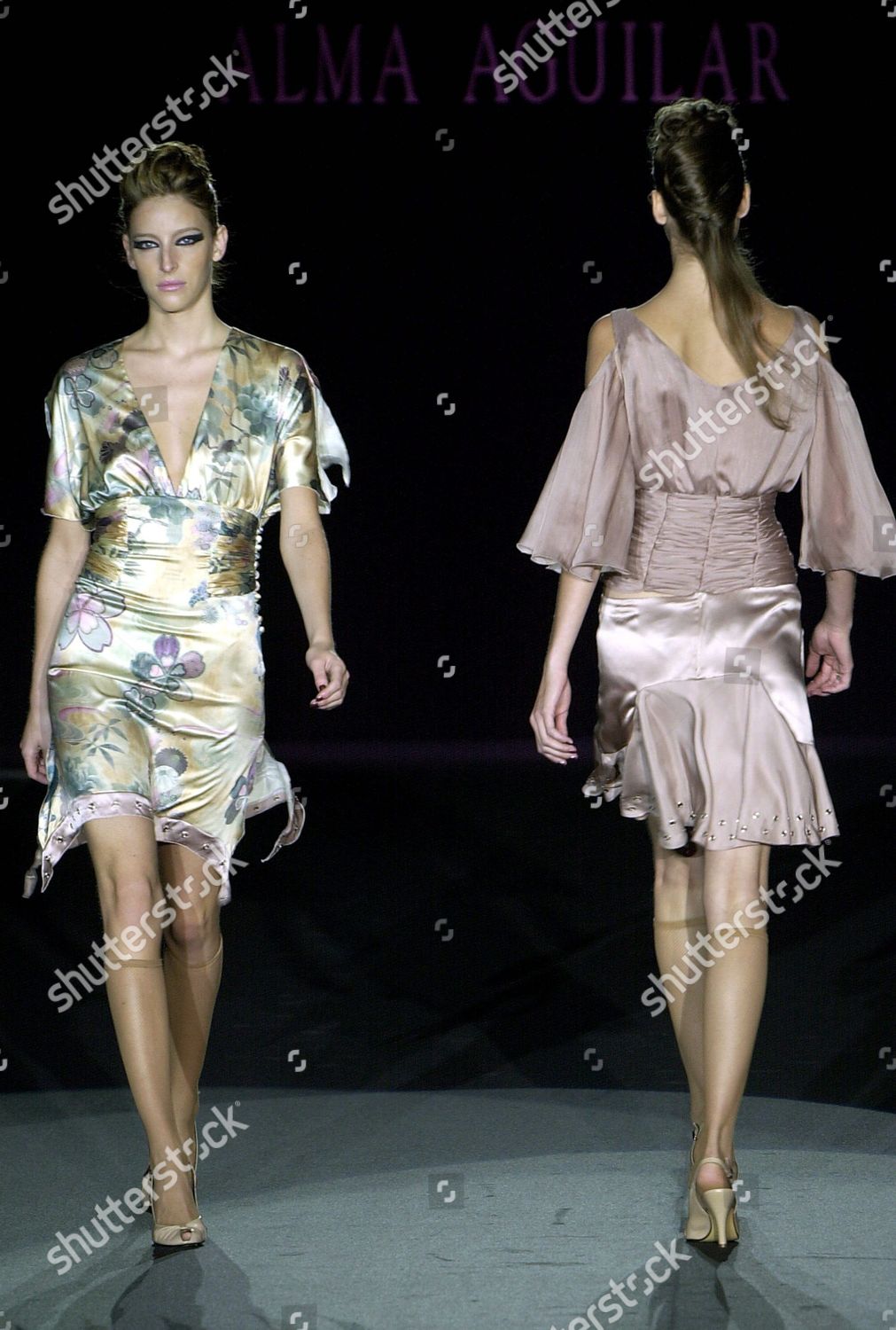 Two Models Cross On Catwalk Wearing Editorial Stock Photo - Stock Image ...